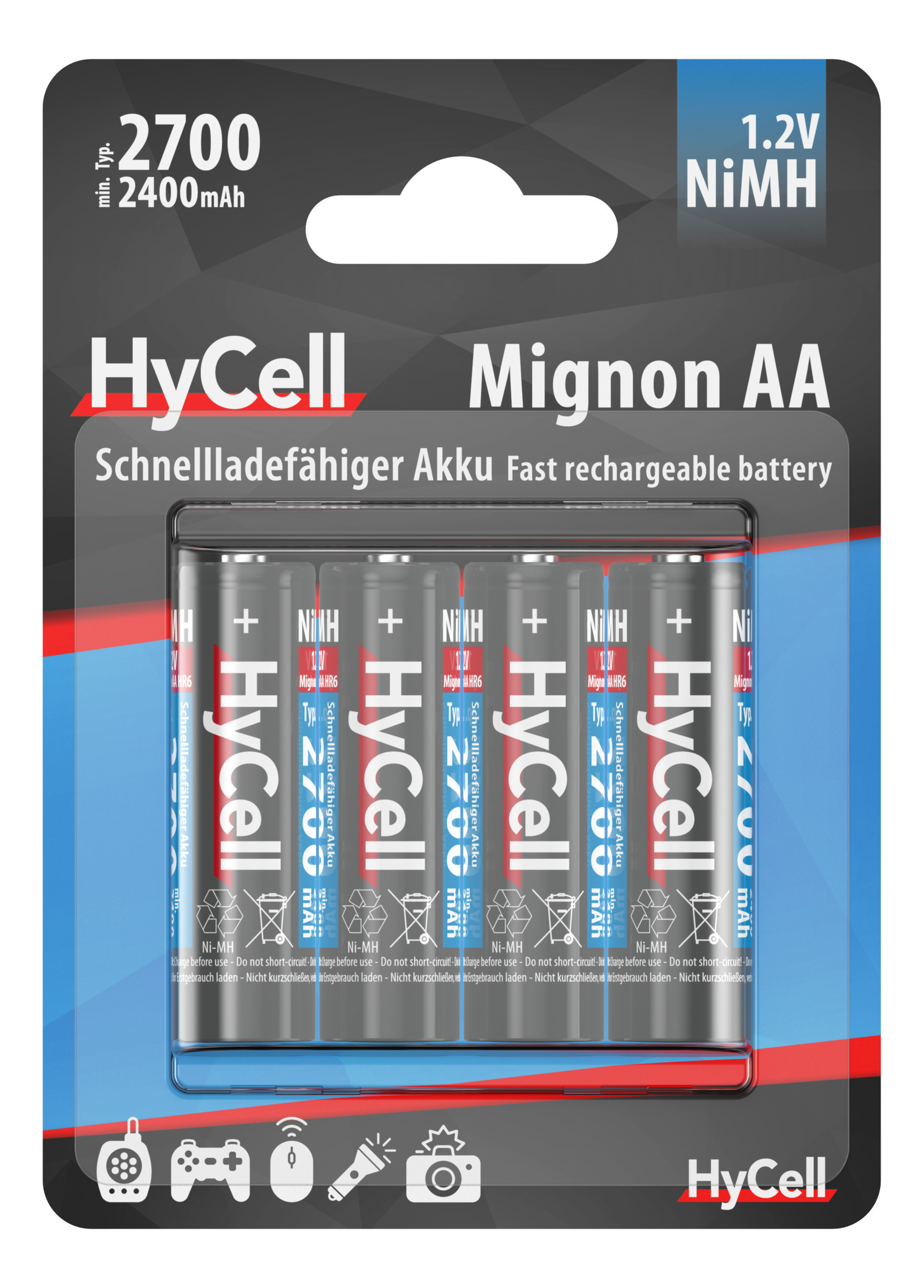 Hycell NiMH-Akku Mignon AA,Typ 2700,4er-Blister | ELV Elektronik ...