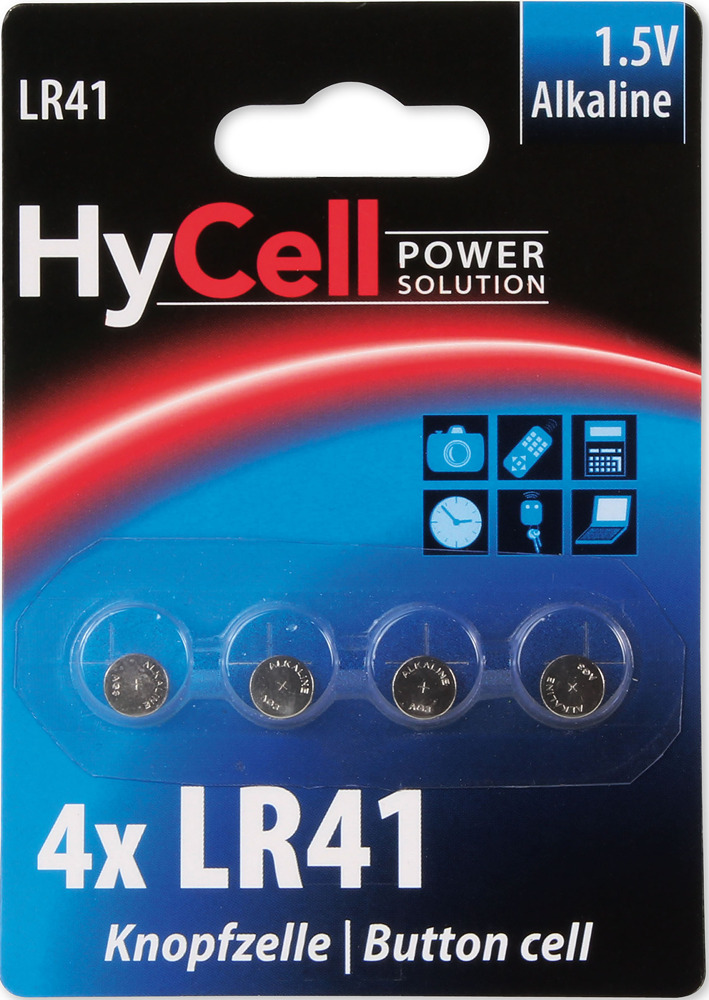 Hycell Alkaline-Knopfzelle LR 41,1,5 V,4er Blister | Stromversorgung