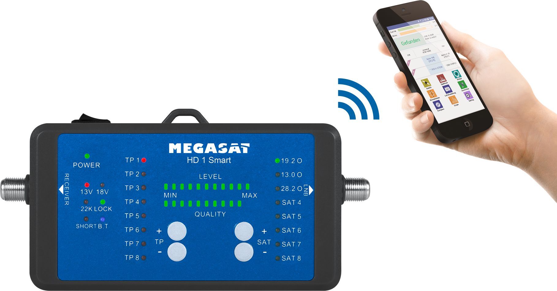 Megasat Satfinder / Sat-Messgerät HD 1 Smart, DVB-S/S2, mit Smartphone ...