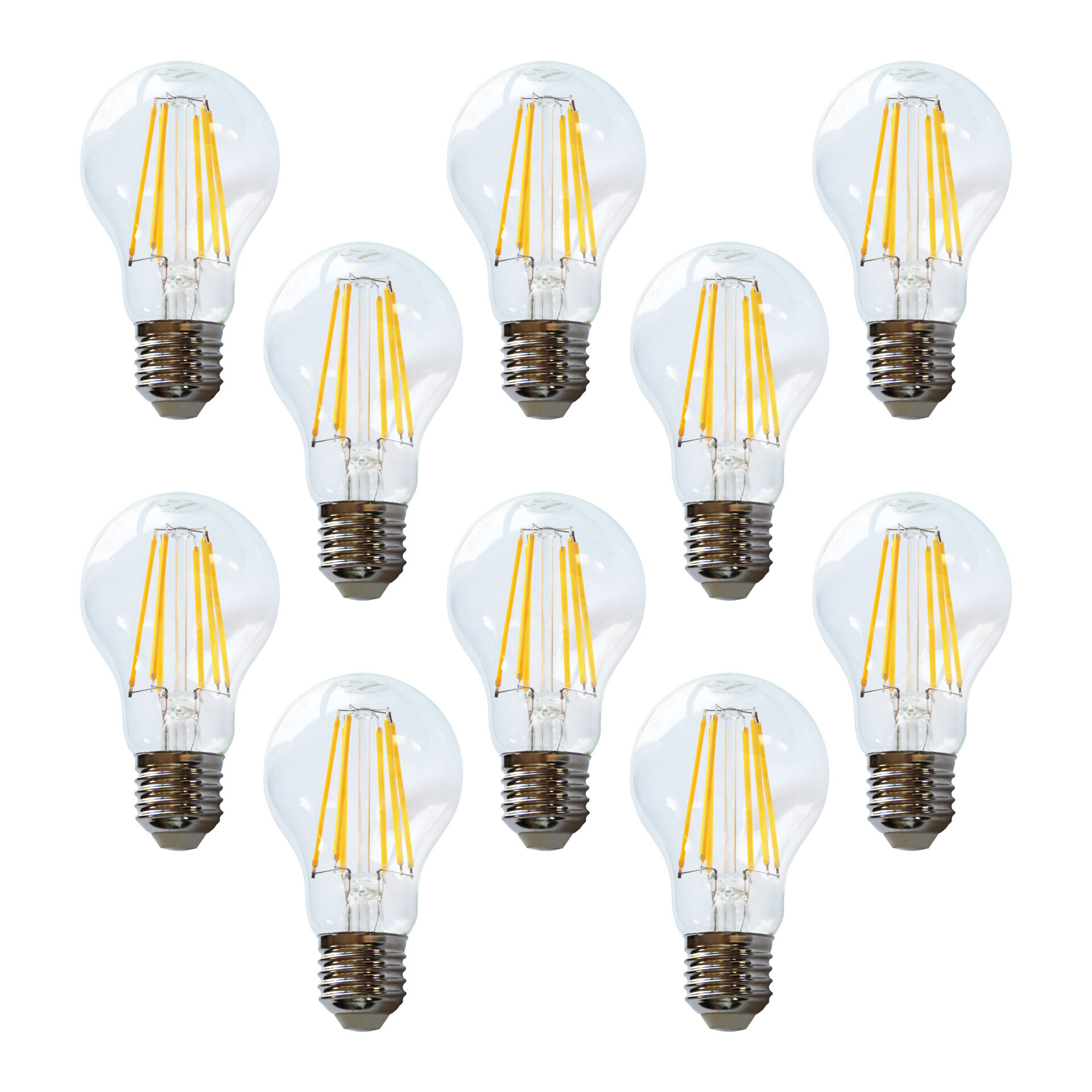 HEITEC 10er-Spar-Set 6-W-Filament-LED-Lampe A60, E27, 650 lm, warmweiß, klar | Beleuchtung