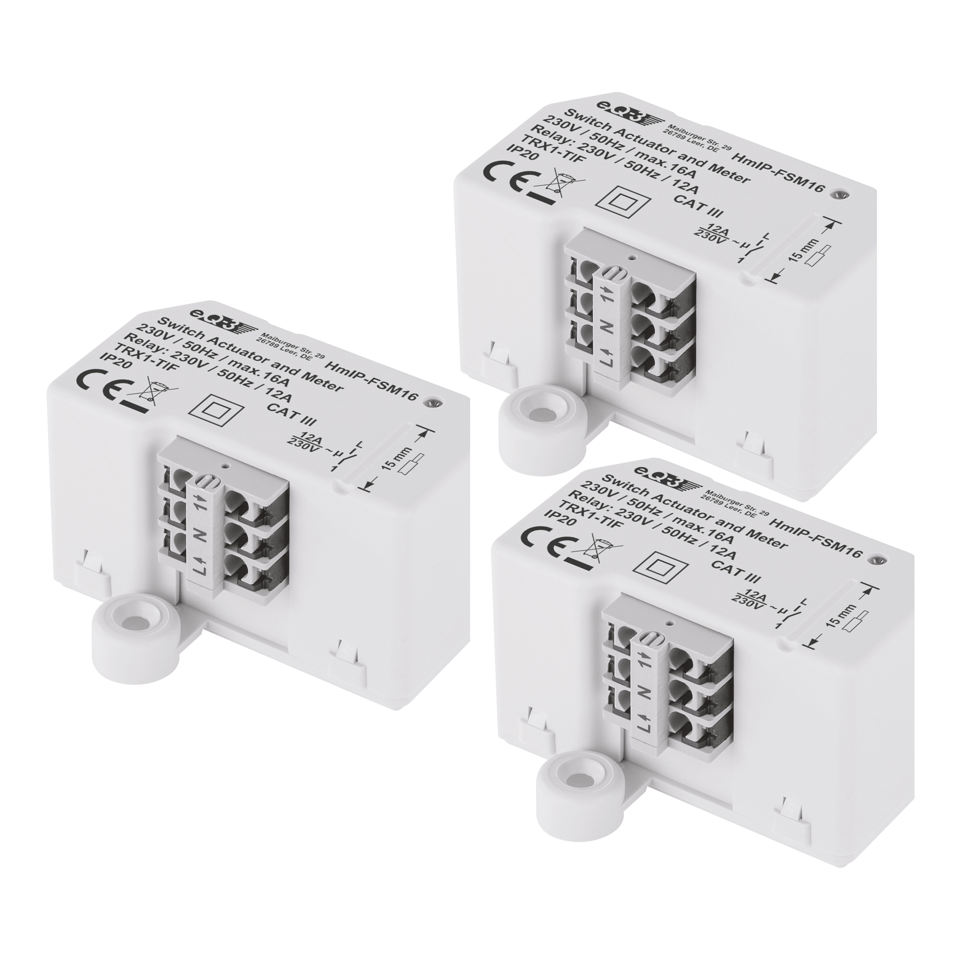 Homematic IP Smart Home 3er-Set Schalt-Mess-Aktor, 16 A, Unterputz ...