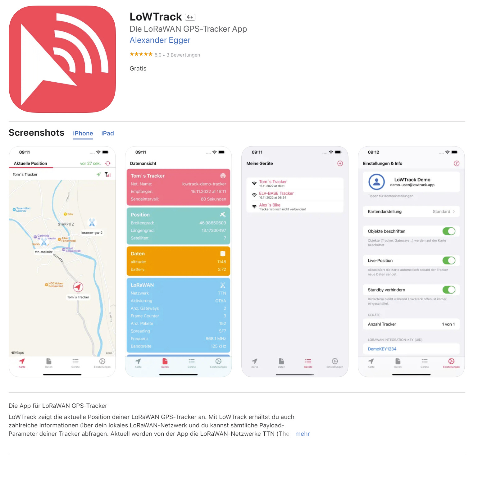 Positionsmelder - LoRaWAN-GPS-Tracker-App LoWTrack | Fachbeiträge