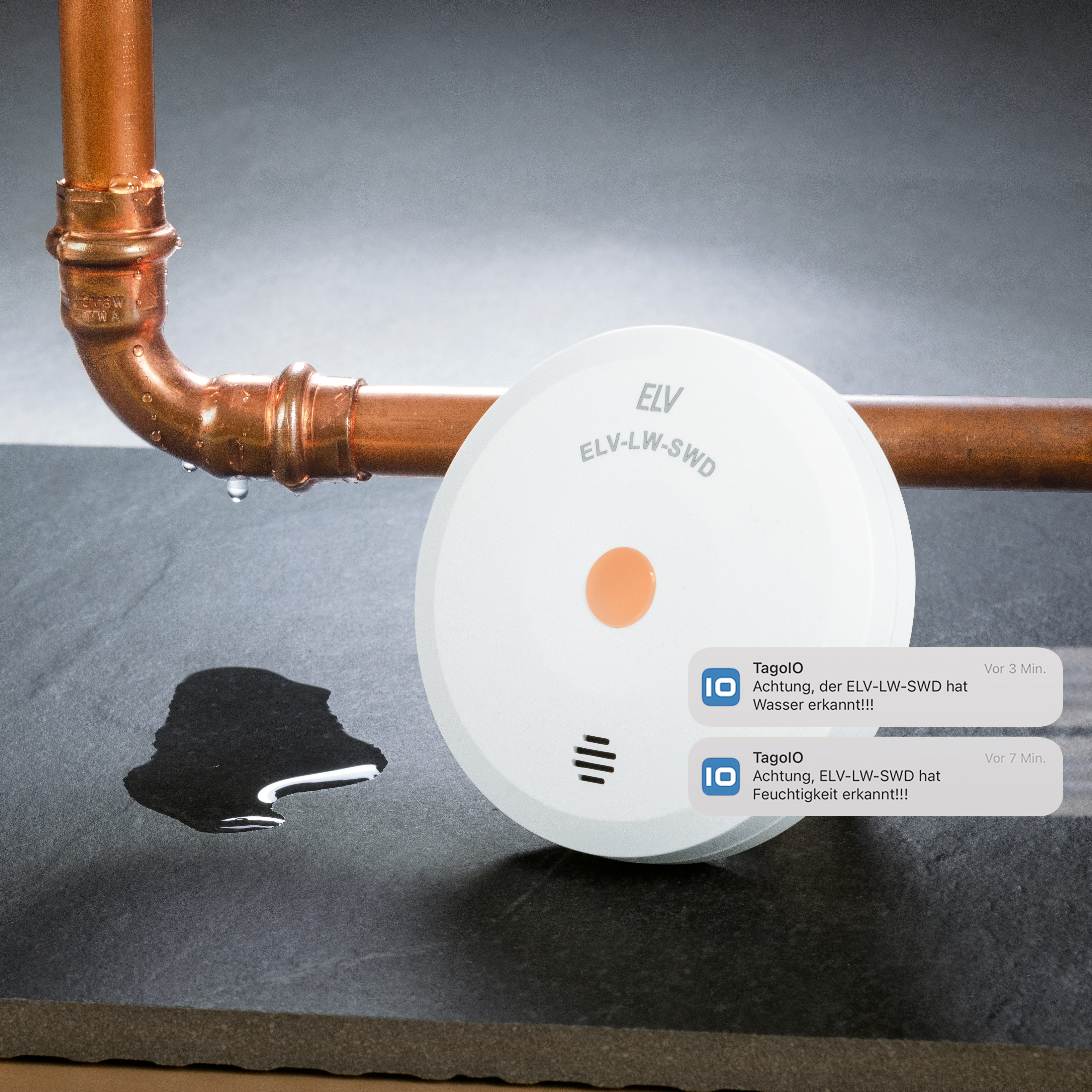 Wassermelder - ELV LoRaWAN Wassersensor ELV-LW-SWD erkennt Feuchtigkeit ...