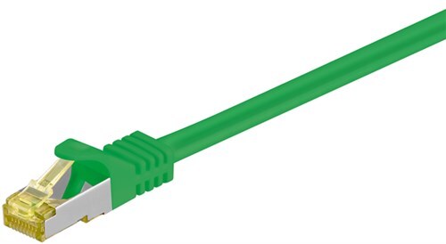 Goobay Patchkabel, Cat.7 Rohkabel, mit RJ45-Steckern (Cat.6a), S/FTP, halogenfrei, grün, 0,5 m ...