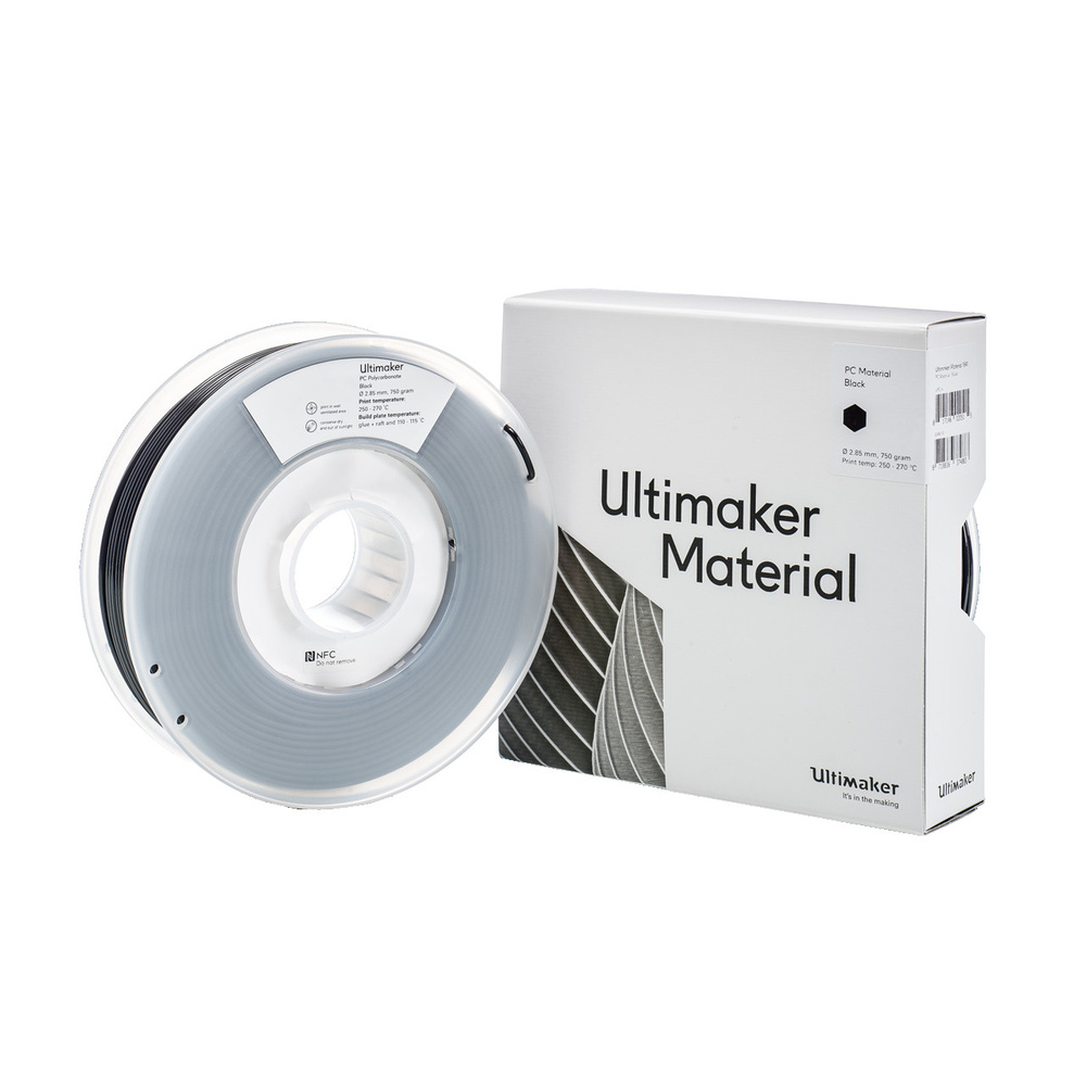 Ultimaker 3 PC-Filament,hitzebeständig bis 110 °C,2,85 mm,750 g,schwarz ...